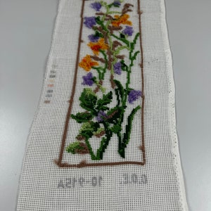 Cruel Cross Stitch 17” X 8” Floral Wall Hanging. Lovely Handmade Hand ...
