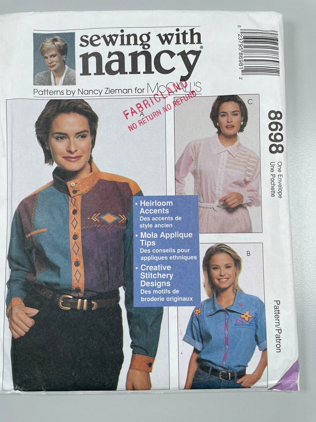 Mccall's 8698 FF Sewing With Nancy Zieman Shirts. Loose Fitting Shirts ...
