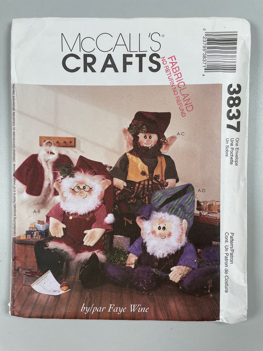 Mccall's 3837 FF Uncut Crafts Santa and Elves Plus Santa N Elves ...