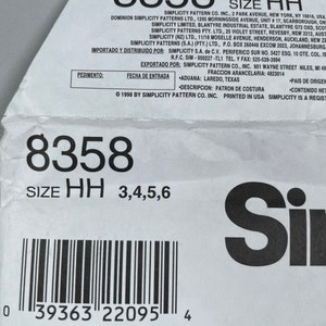 Simplicity 8358 FF Uncut Daisy Kingdom Size 3,4,5,6 Chest 22”-25”bonus ...