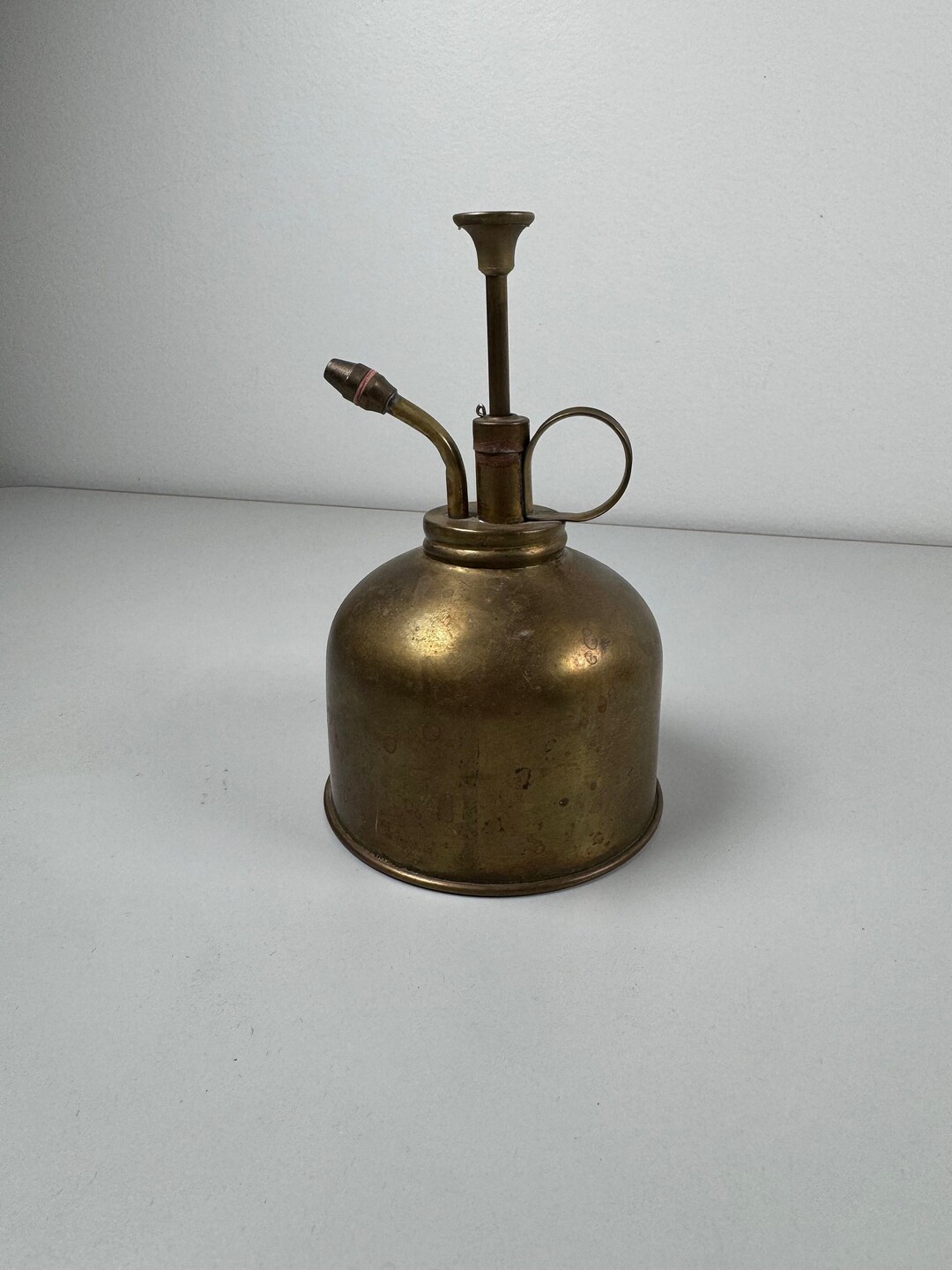 Vintage Solid Brass Plant Mister Sprayer Hand Pump Oiler Can MCM Patina ...