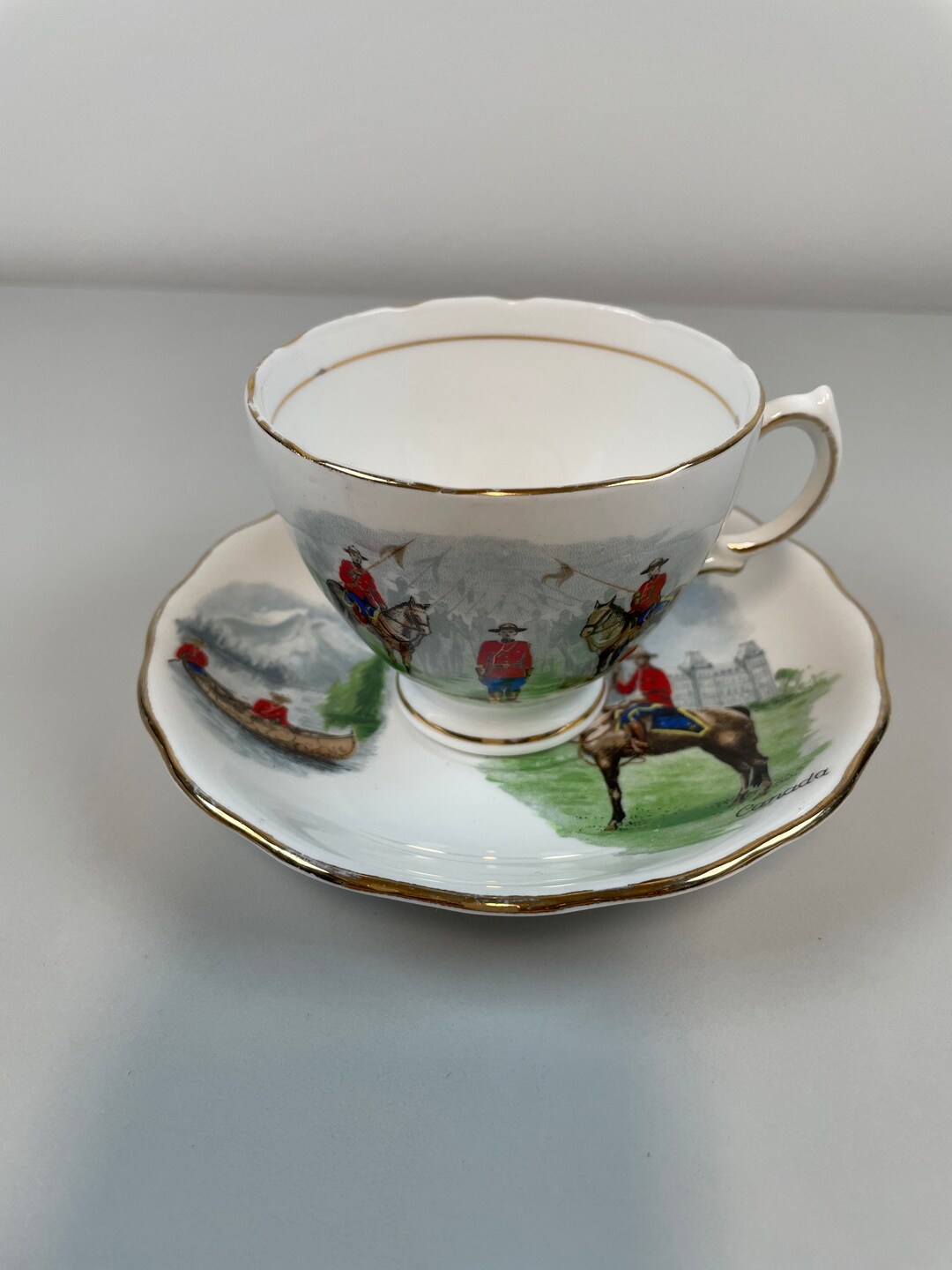 Vintage RCMP Royal Canadian Mounted Police Bone China Tea Cup Set Made ...