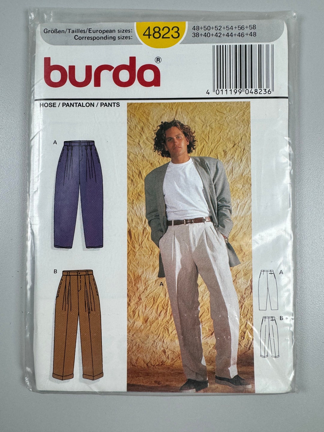 Burda 4823 FF Uncut Unopened Pants Mens Boys Youths European Styling ...