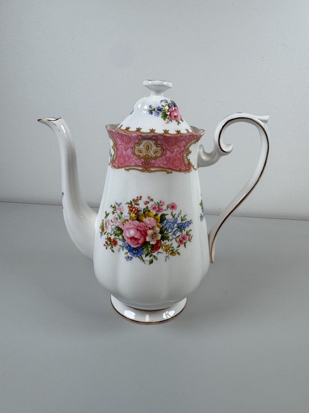 Royal Albert Lady Carlyle Coffee Pot, English Bone China, Pink Floral ...