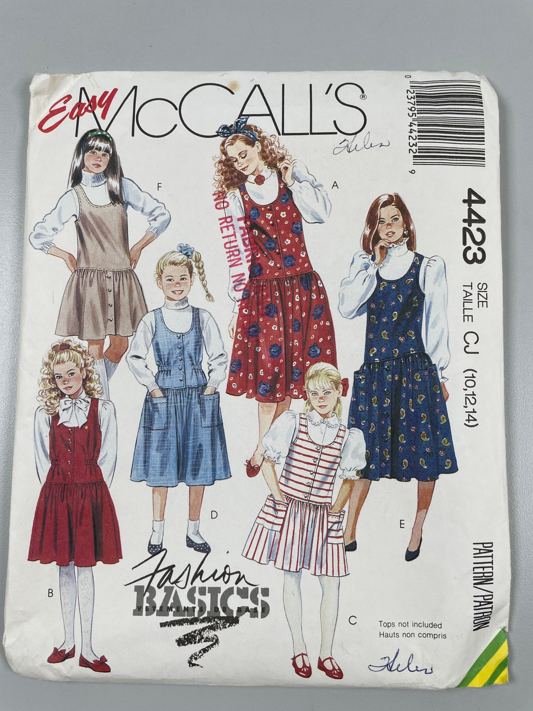 Mccall's 4423 Uncut FF Girls Easy Jumpers in Two Lengths Has Scoop ...