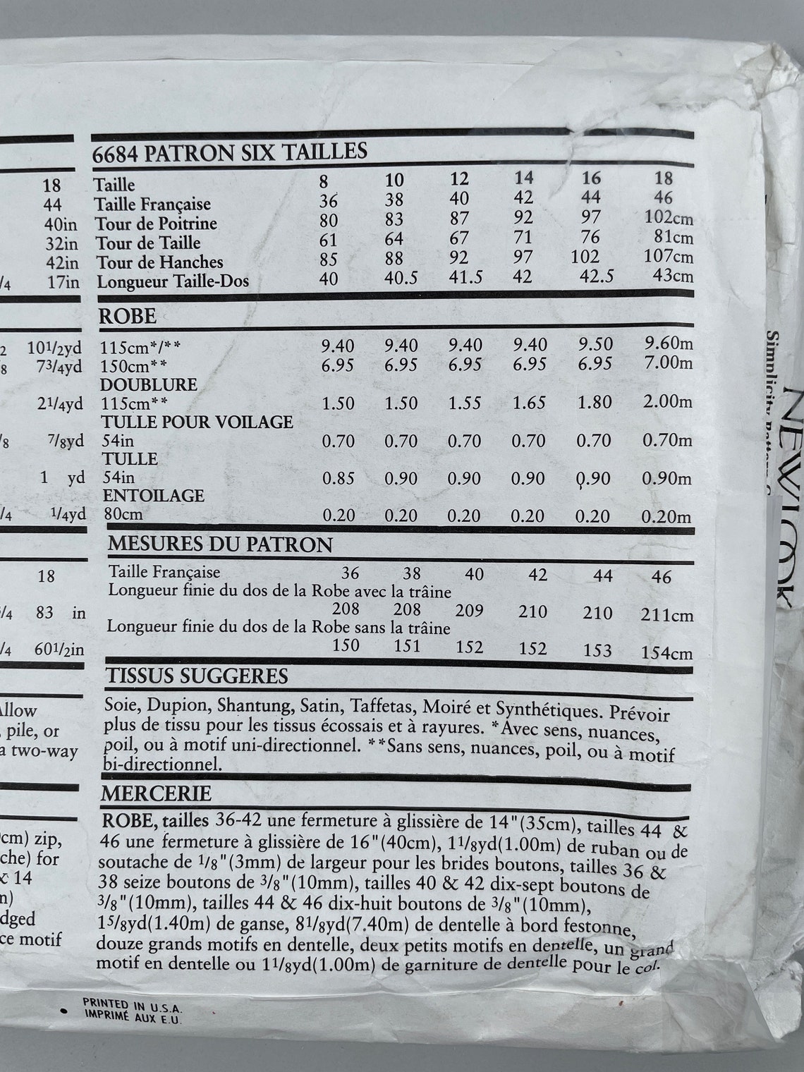 Simplicity New Look 6684 FF Uncut Size 8-18 Bust 34-44” Wedding Dress ...