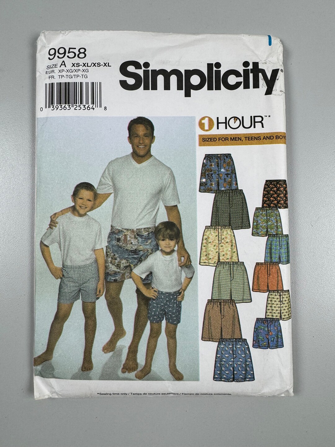 Simplicity 9958 FF Uncut Boys Teens and Mens Boxer Shorts Waist 2046 ...
