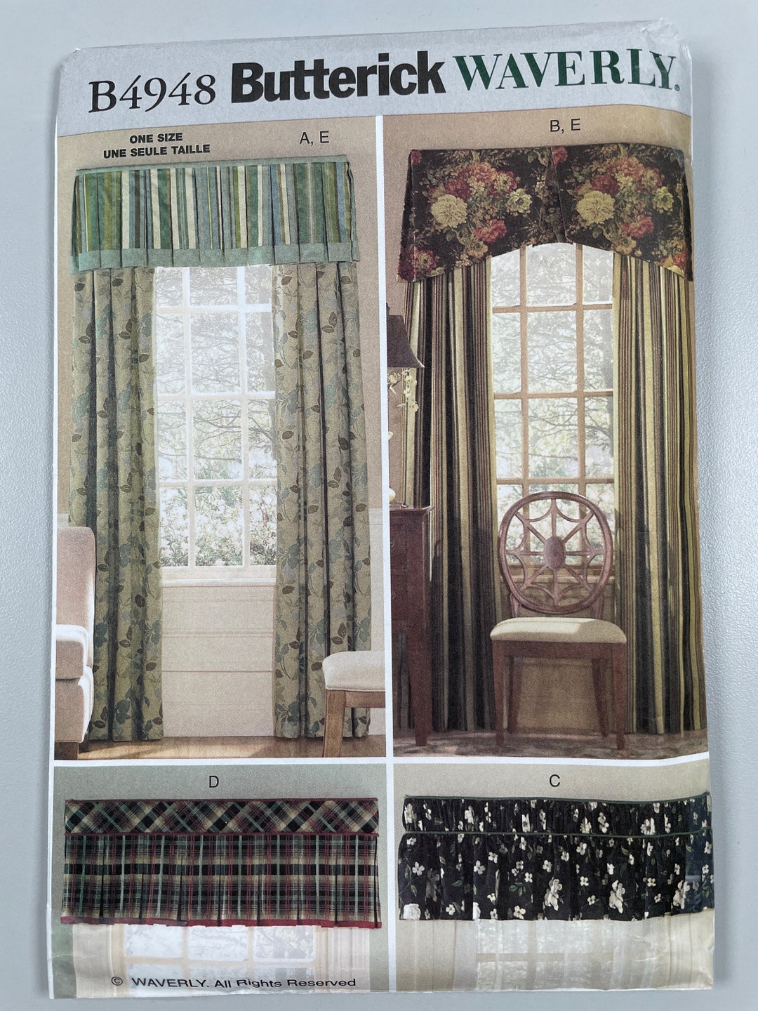 Butterick B4948 FF Uncut Waverly Window Treatment Sewing Patterns and ...