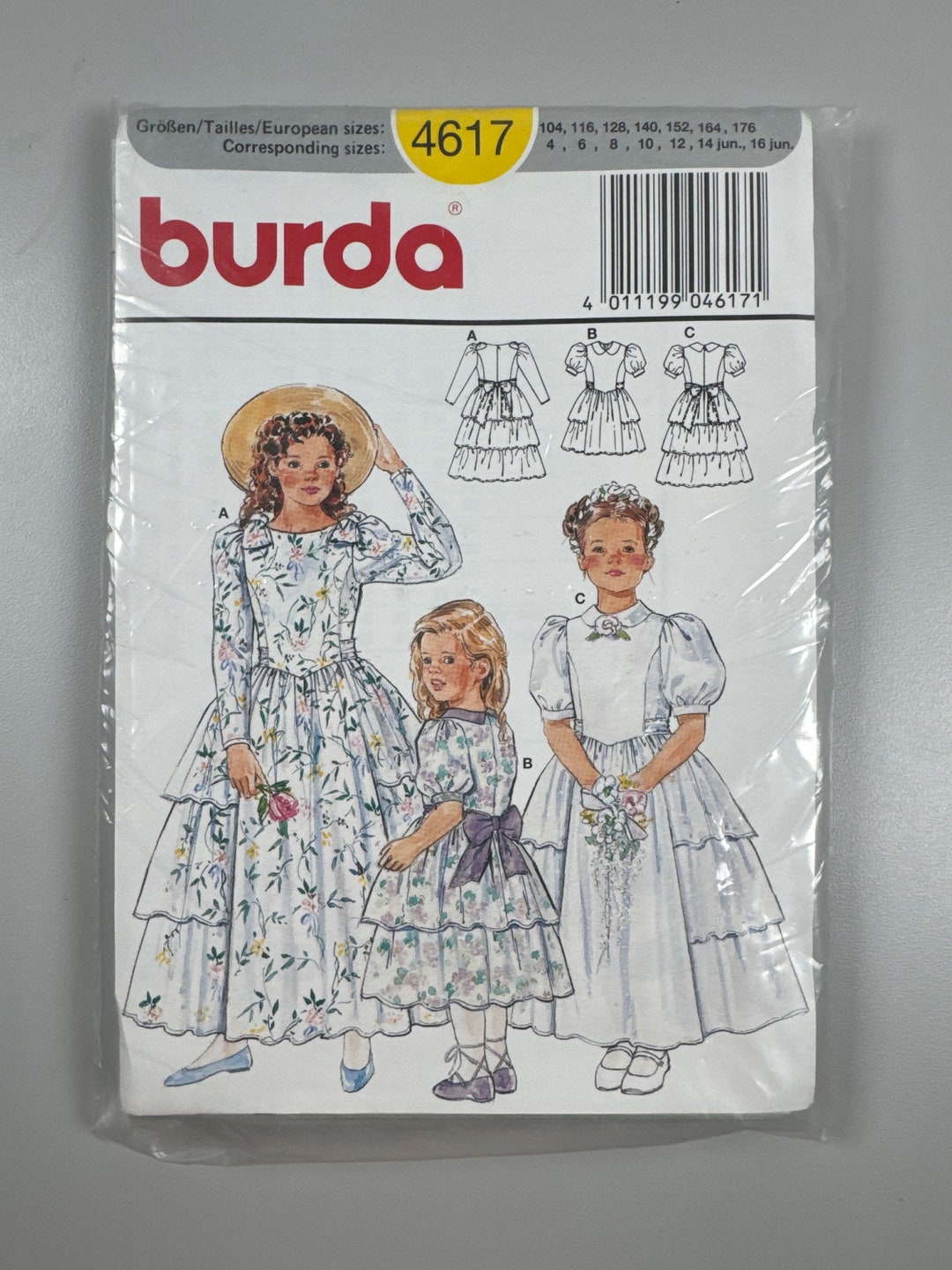 Burda 4617 FF Unopened Size 4-16 Formal Dresses Children Girls Kids ...