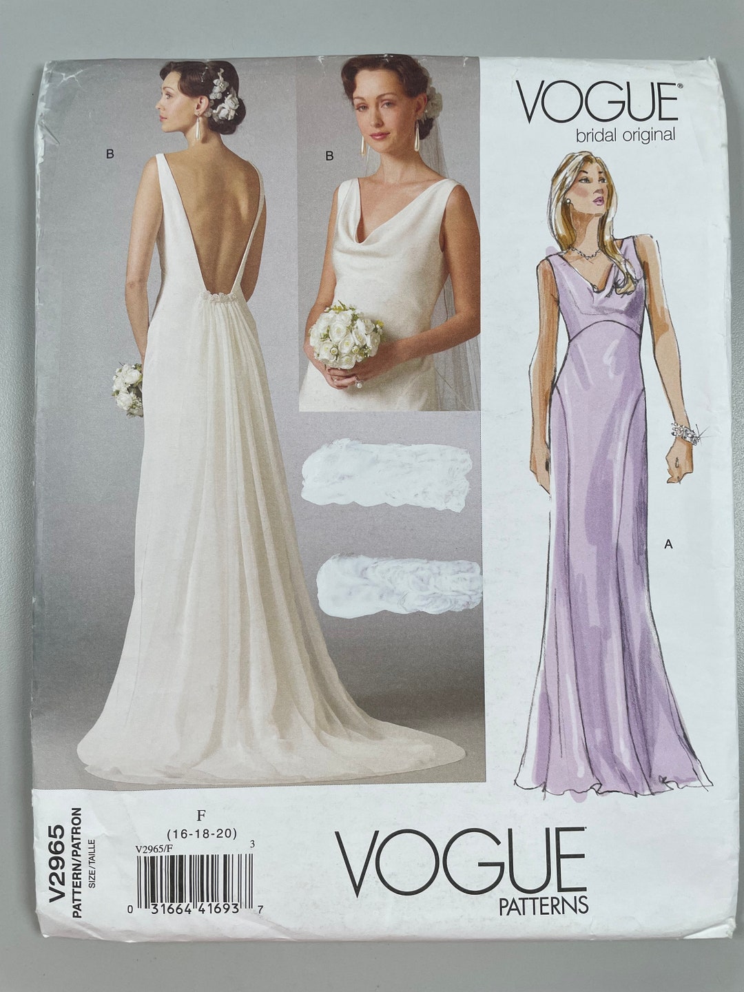 Vogue V2965 FF Uncut Bridal Original Dress and Veil Train so Sexy N ...