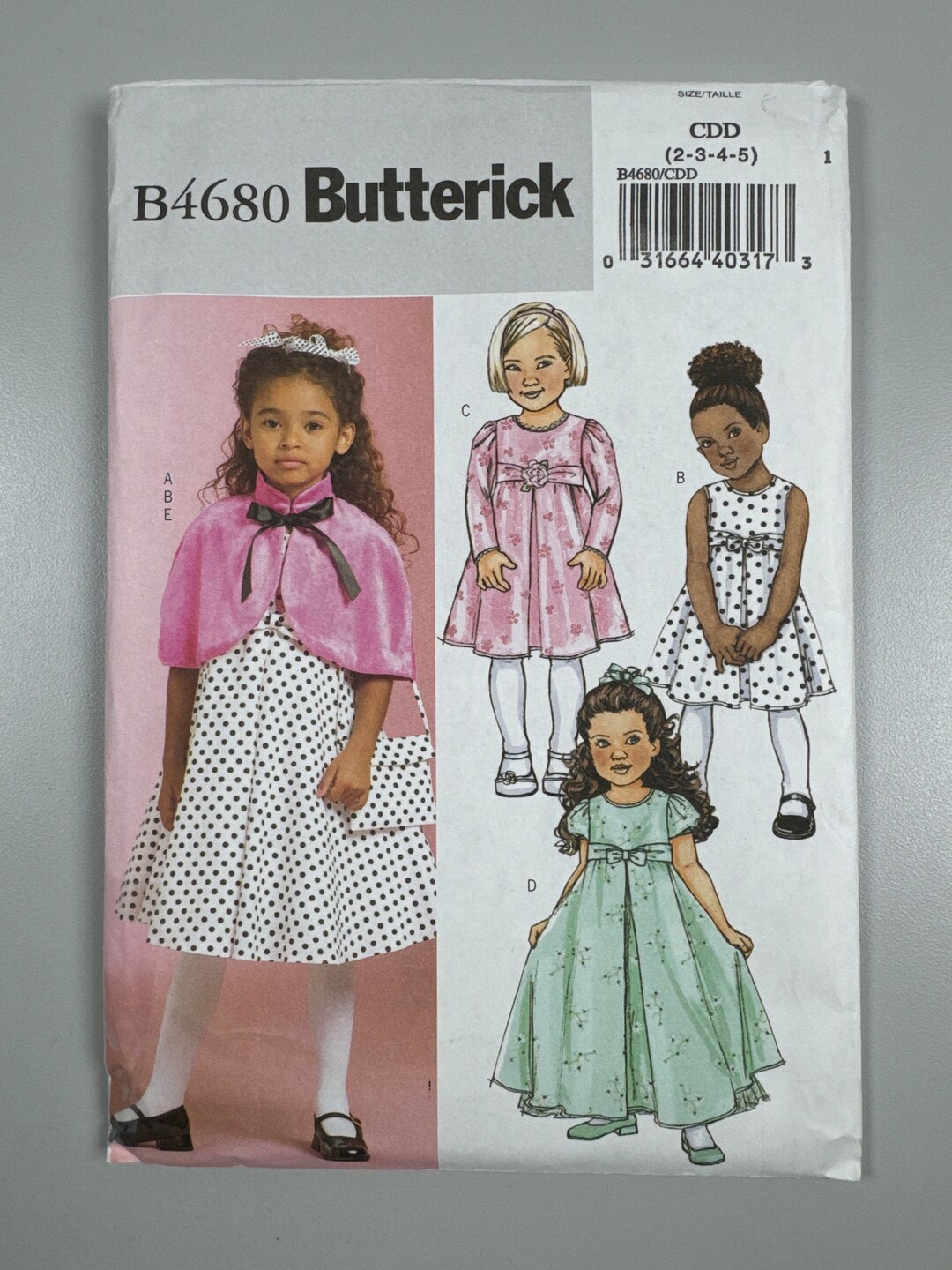 Butterick B4680 FF Uncut Children’s Girls Caplet Dresses Bag Formal ...