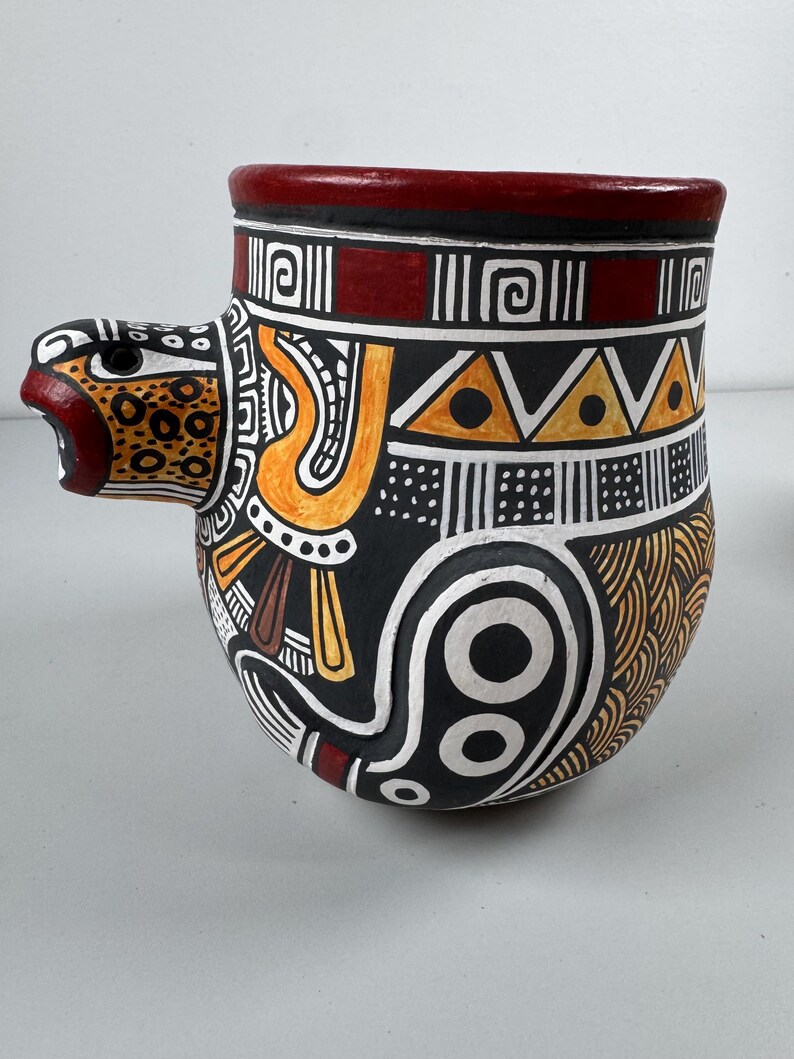 Vintage Nicaragua Signed Lizard Head Pottery Planter Vase Vessel. 5.5 ...