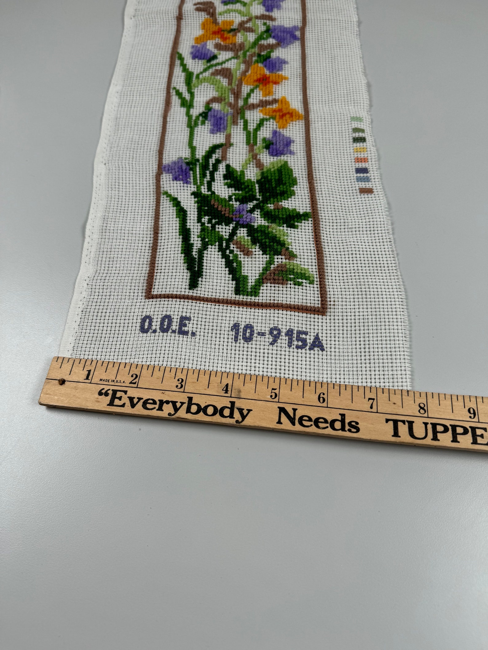 Cruel Cross Stitch 17” X 8” Floral Wall Hanging. Lovely Handmade Hand ...