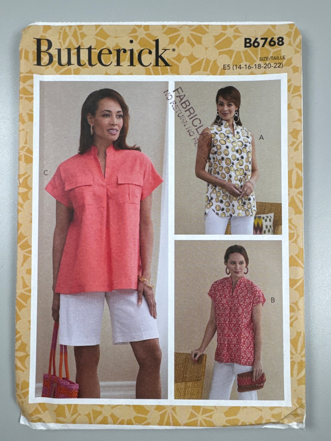 Butterick B6768 FF Uncut Misses Tops. Size 14, 16,18,20,22 Bust 3644 - Etsy
