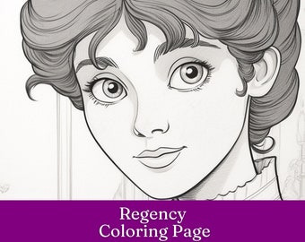 Printable Adult Coloring Page Pride and Prejudice Regency Era Inspired ...