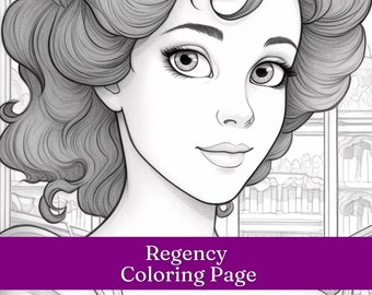 Printable Adult Pride and Prejudice Coloring Page Regency Era Inspired ...