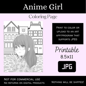 Printable Adult Coloring Pages, Anime Girl Coloring Page, Coloring ...