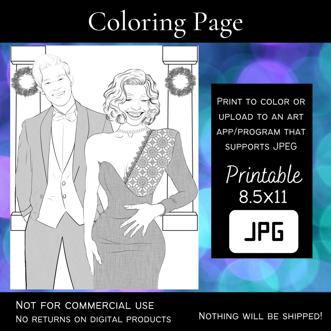 Romantic Couple Coloring Page Adult Coloring Pages Couple - Etsy