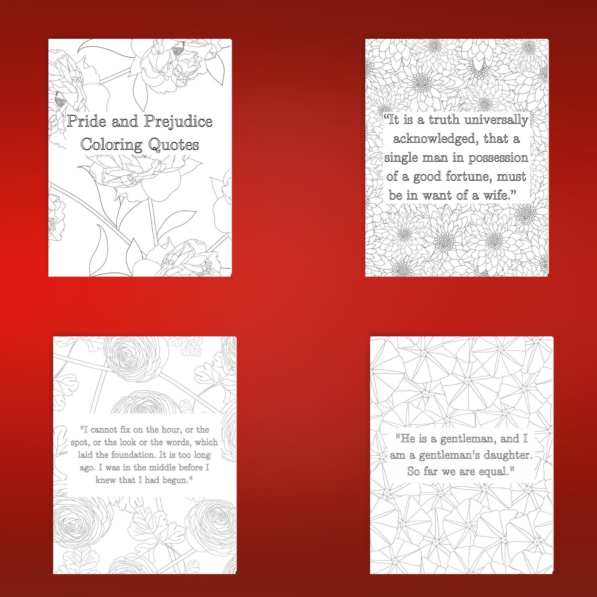 Adult Coloring Pages, Pride and Prejudice Quote Coloring Page, Romance ...