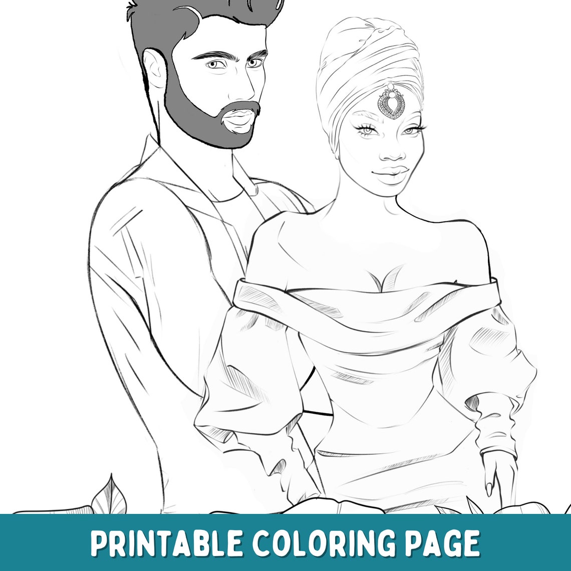 Romantic Couple Coloring Page Adult Coloring Pages Couple - Etsy