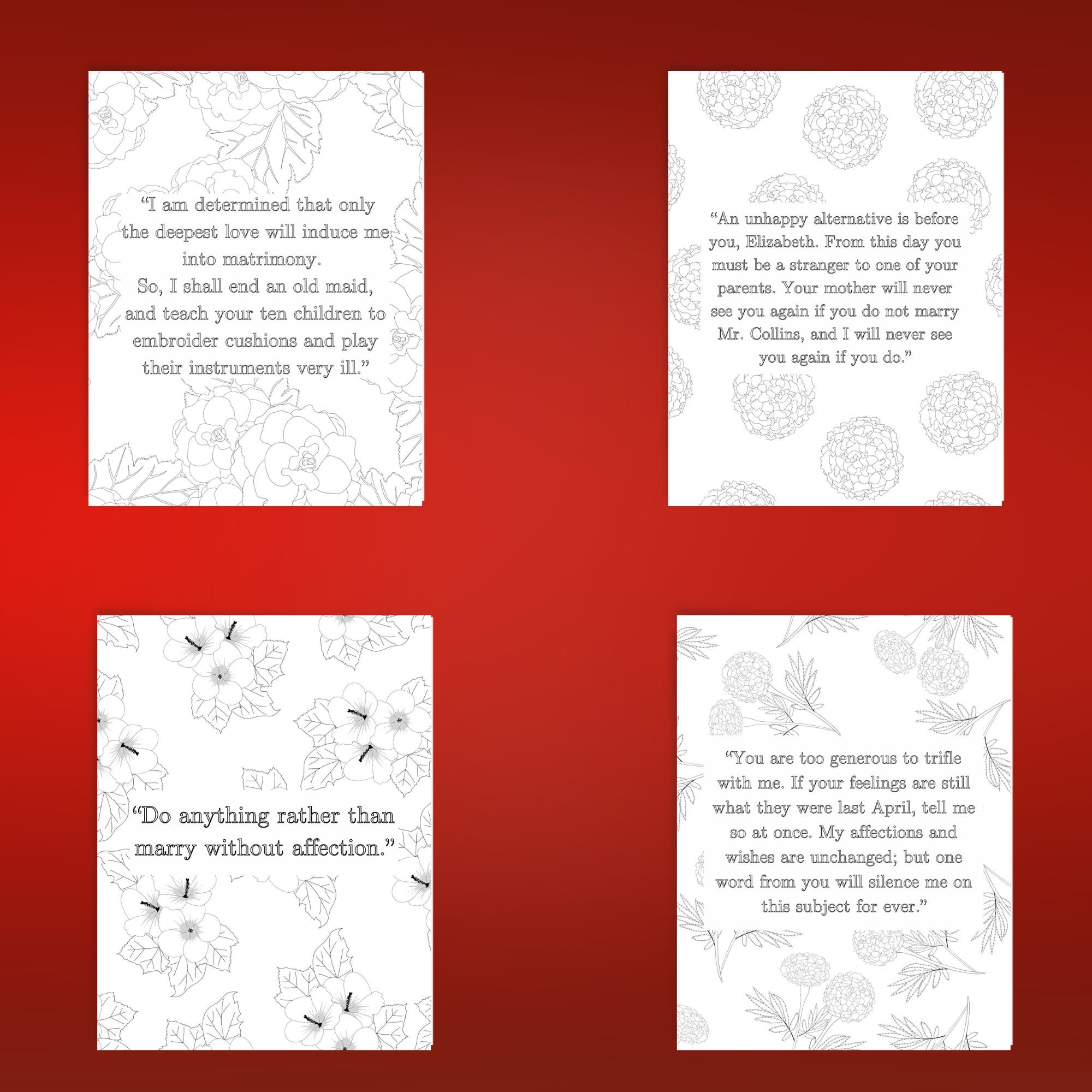 Adult Coloring Pages, Pride and Prejudice Quote Coloring Page, Romance ...