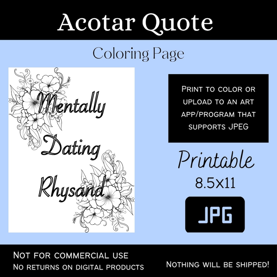 Acotar Coloring Page for Adults, Mentally Dating Rhysand Printable ...