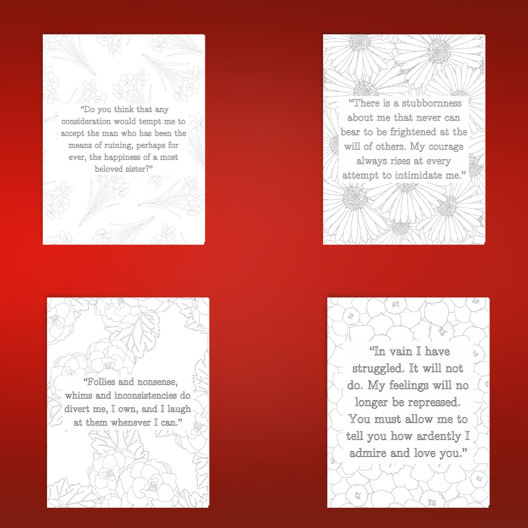 Adult Coloring Pages, Pride and Prejudice Quote Coloring Page, Romance ...