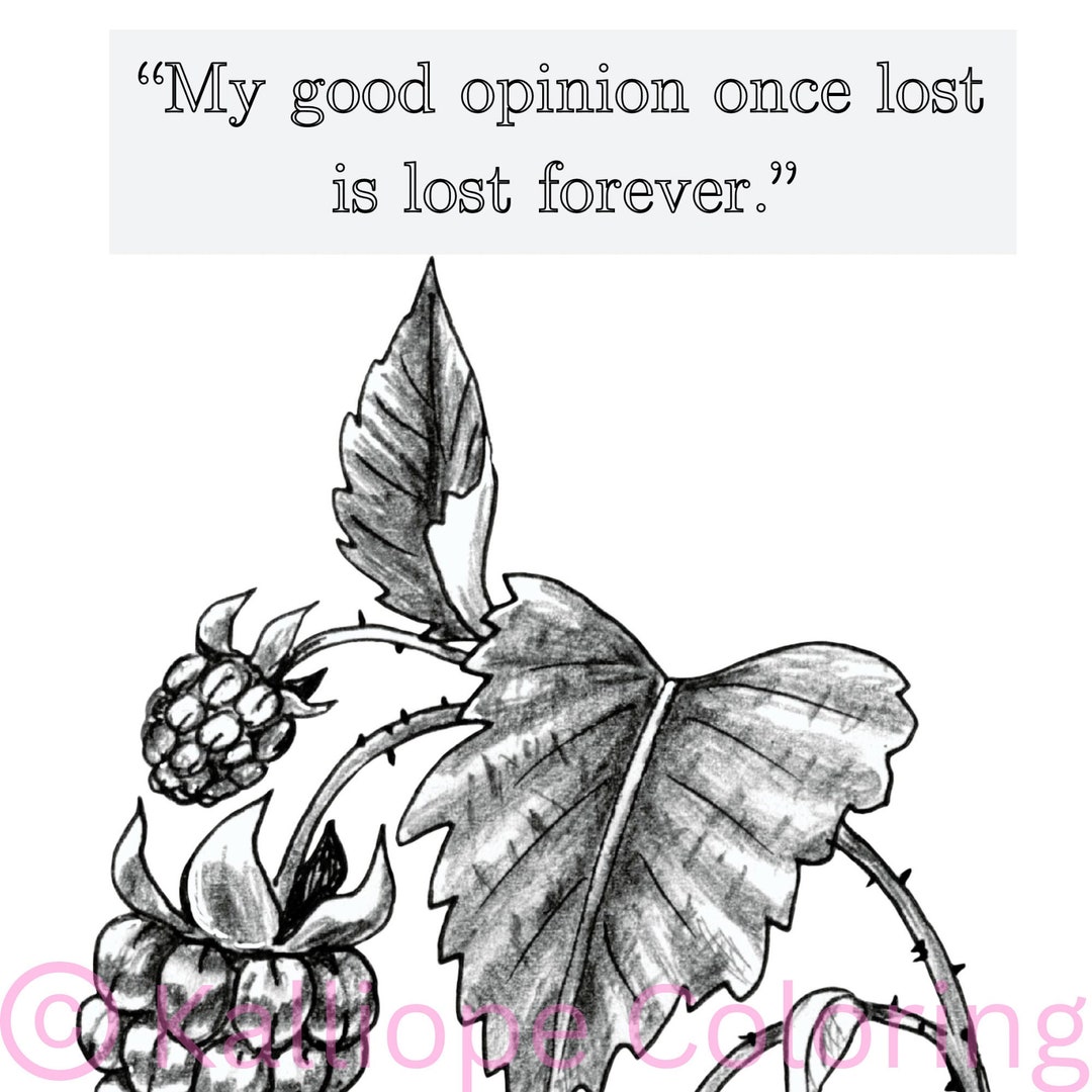 Adult Coloring Page, Pride and Prejudice Darcy Coloring Quote, Jane ...