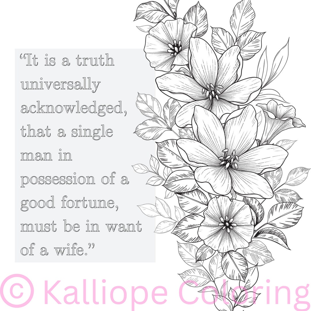 Adult Coloring Pages Printable, Pride and Prejudice Quote Coloring Page ...