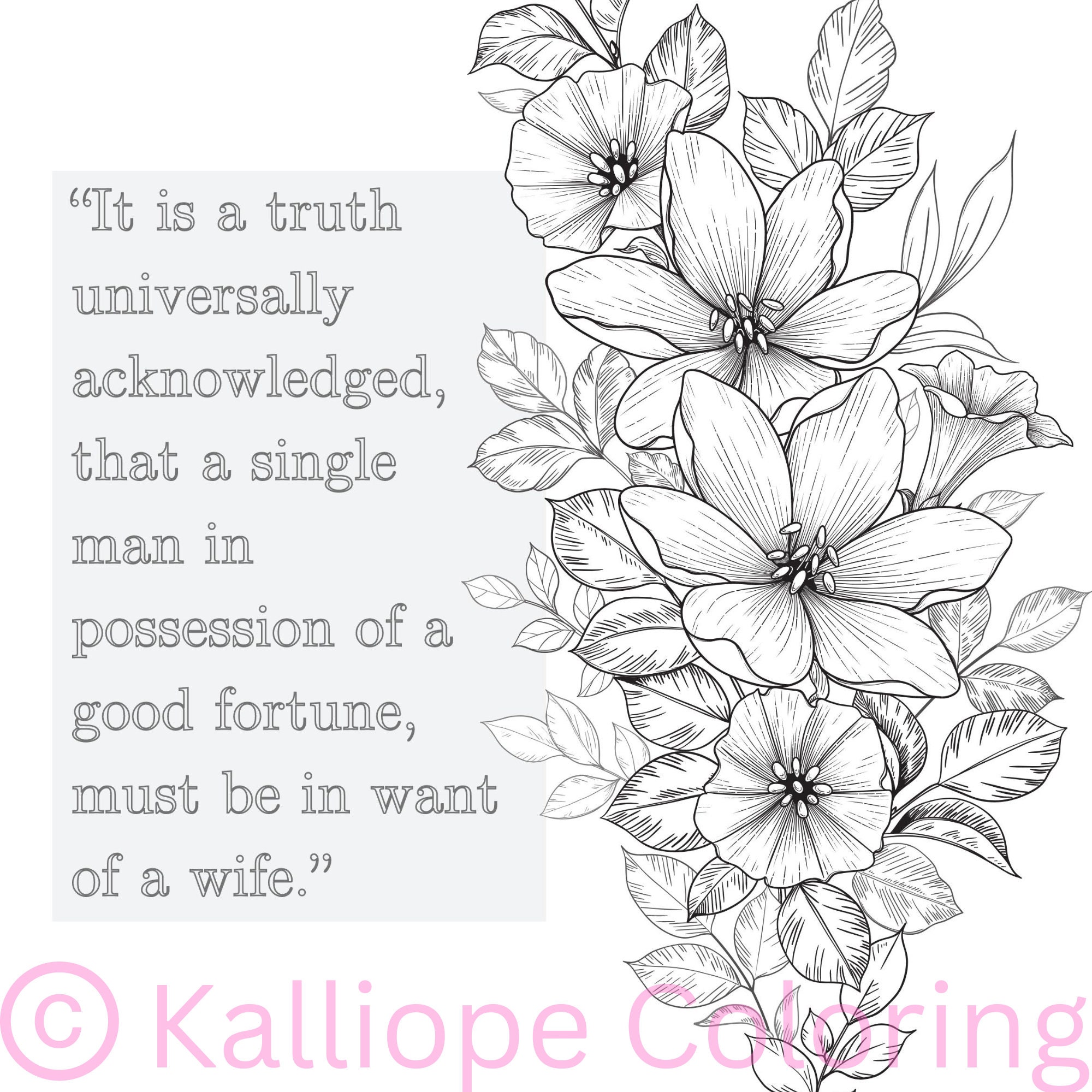 Adult Coloring Pages Printable, Pride and Prejudice Quote Coloring Page ...