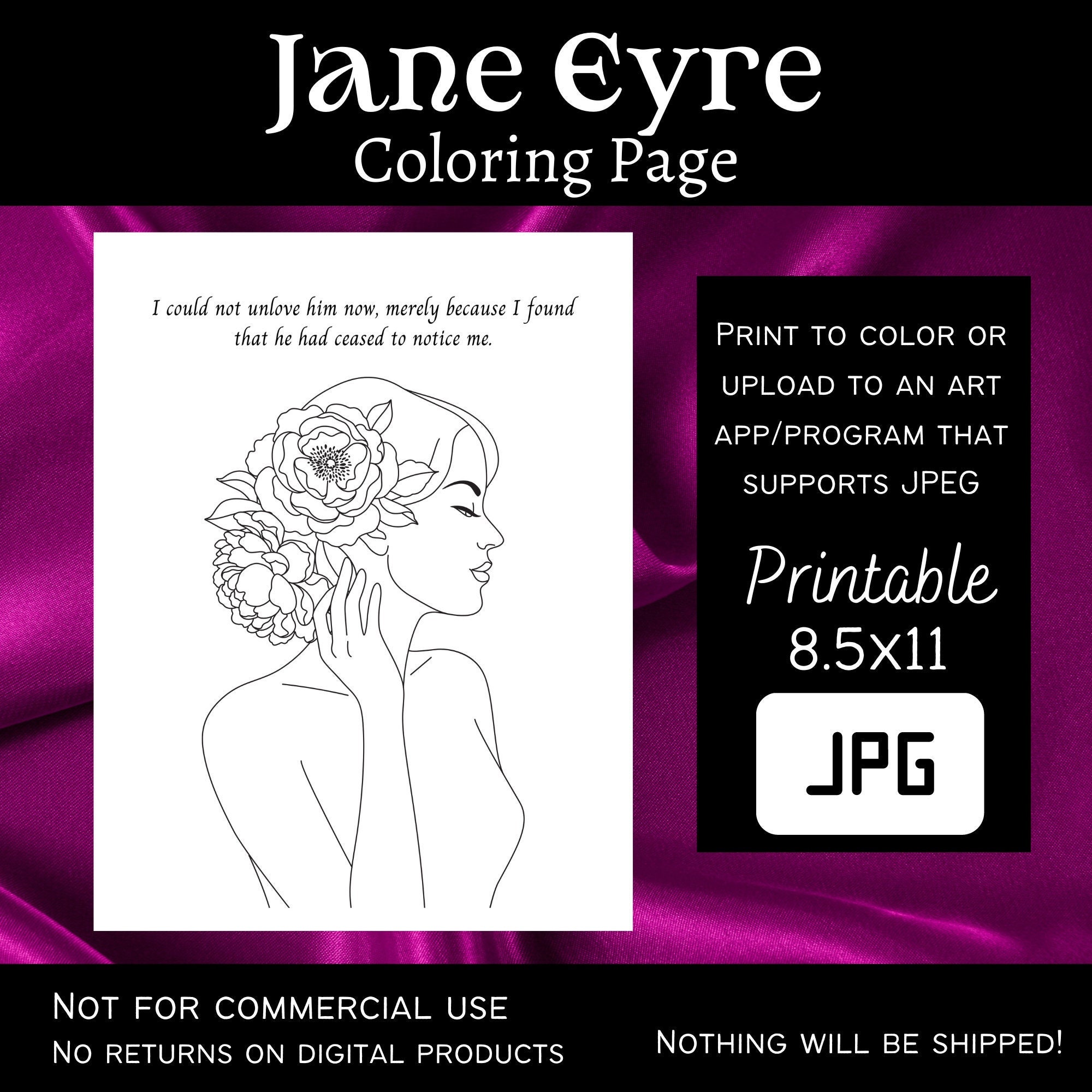 Adult Coloring Page, Jane Eyre Quote Coloring Page, Classic Book Quote ...