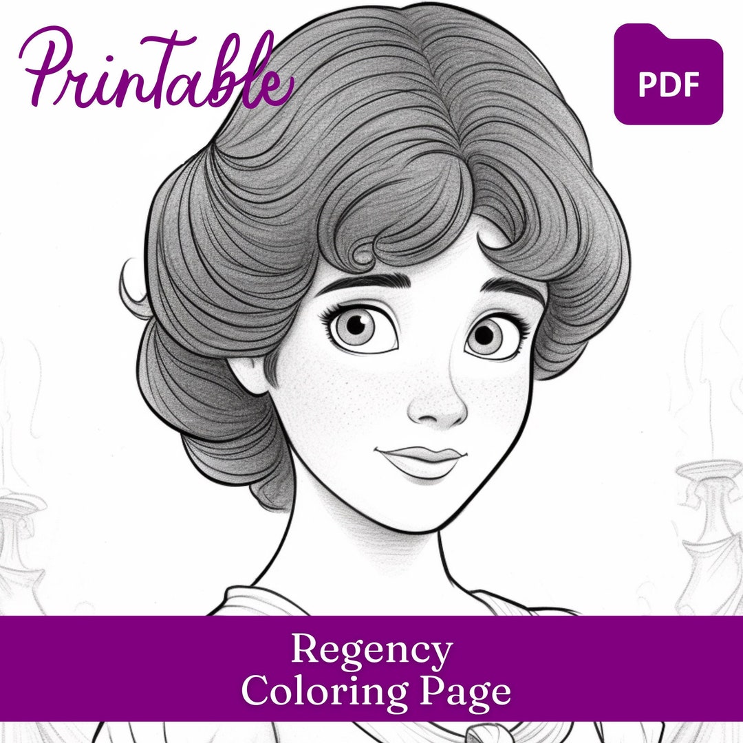 Printable Adult Pride and Prejudice Coloring Page Regency Era Inspired ...