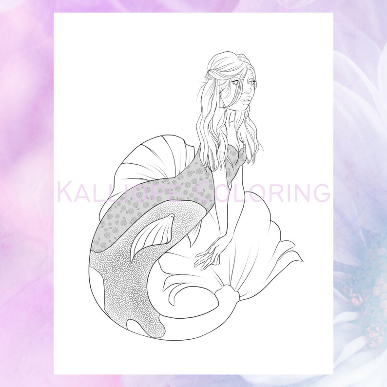 Mermaid Printable Coloring Page Ocean Fantasy Adult Coloring - Etsy