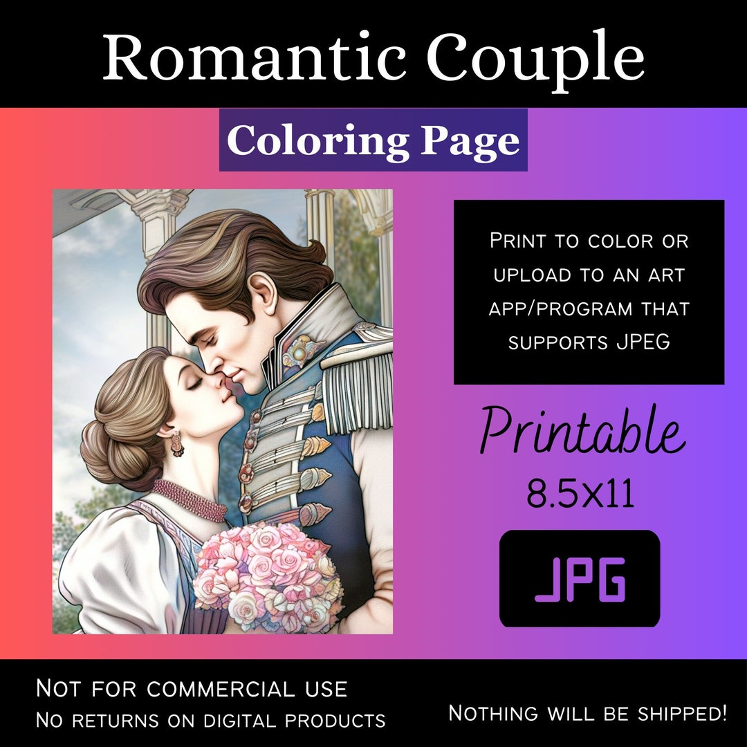 Adult Printable Coloring Page Romance Couple Man and Woman in Love ...