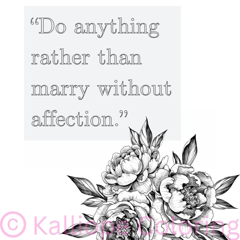 Adult Coloring Pages Pride and Prejudice Quote Coloring Page - Etsy