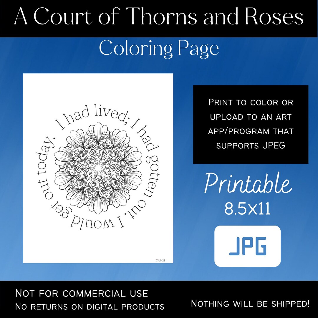 Acotar Quote Coloring Page Printable Digital Download, Adult Coloring ...