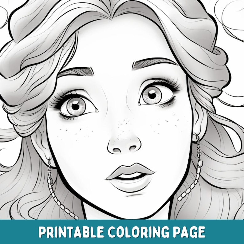 Printable Adult Coloring Page Beautiful Woman Portrait - Etsy