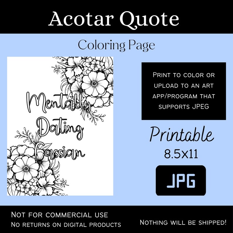 Acotar Coloring Page for Adults, Mentally Dating Cassian Printable ...