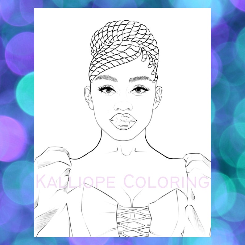 Printable Coloring Pages, Natural Afro Hairstyle Black Woman Coloring ...