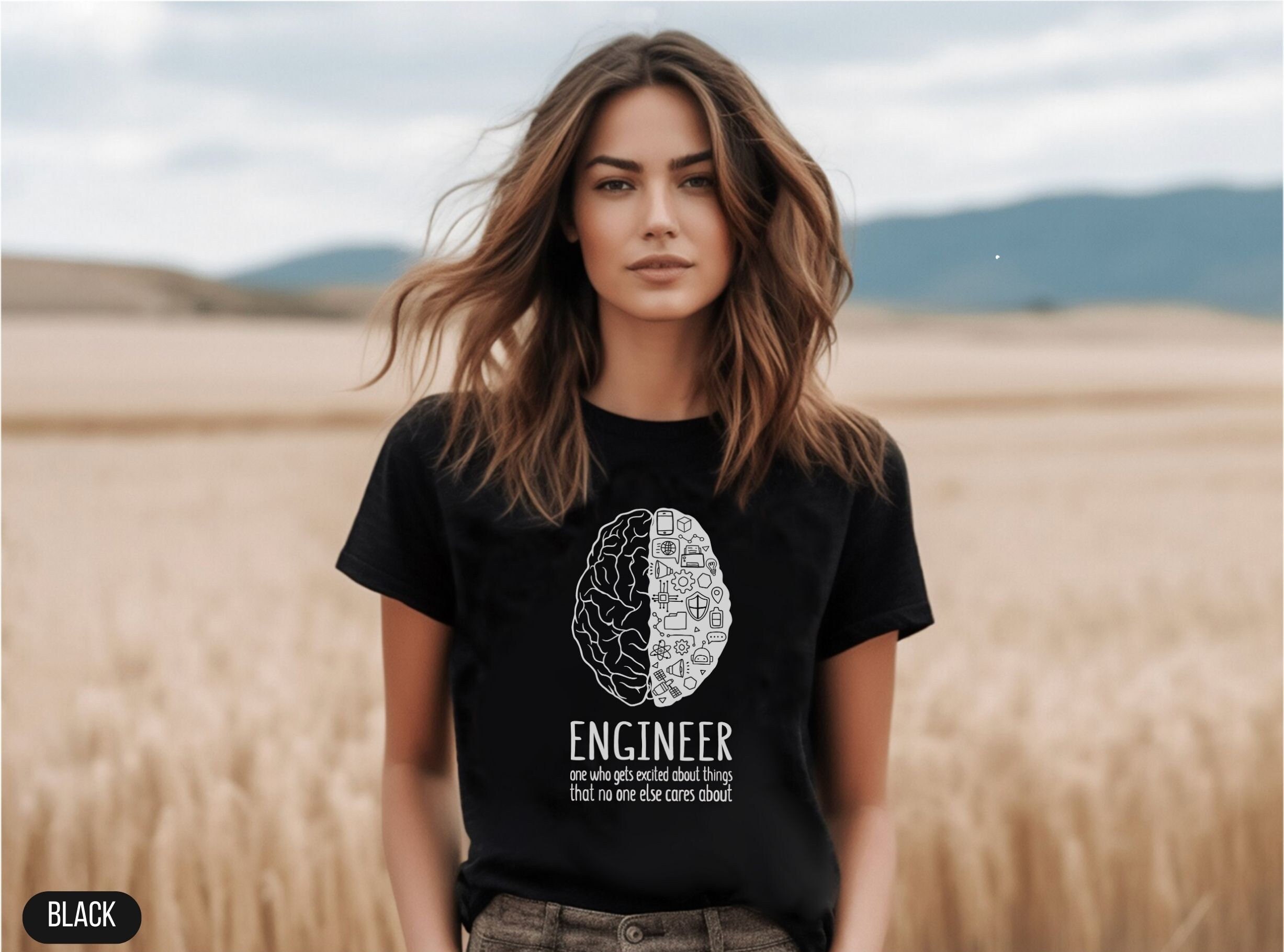 Engineer Brain Graphic Tee, Funny Engineer Bella Canvas Shirt, Gift for ...