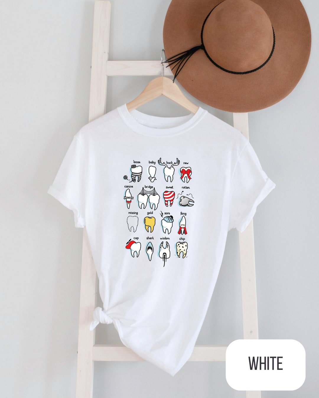 Teeth Chart Graphic Tee, Play on Words Tooth Display, Funny Dentist ...