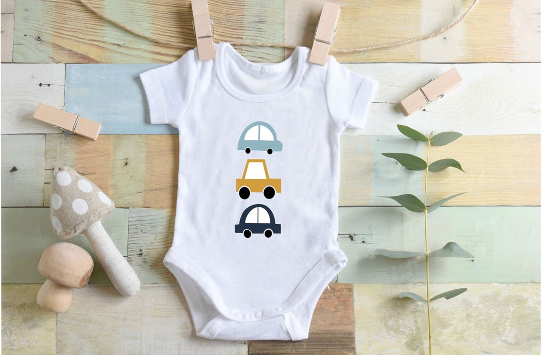 Car Baby Onesie, Racecar Shower Gift, Cartoon Trucks and Cars, Unisex ...