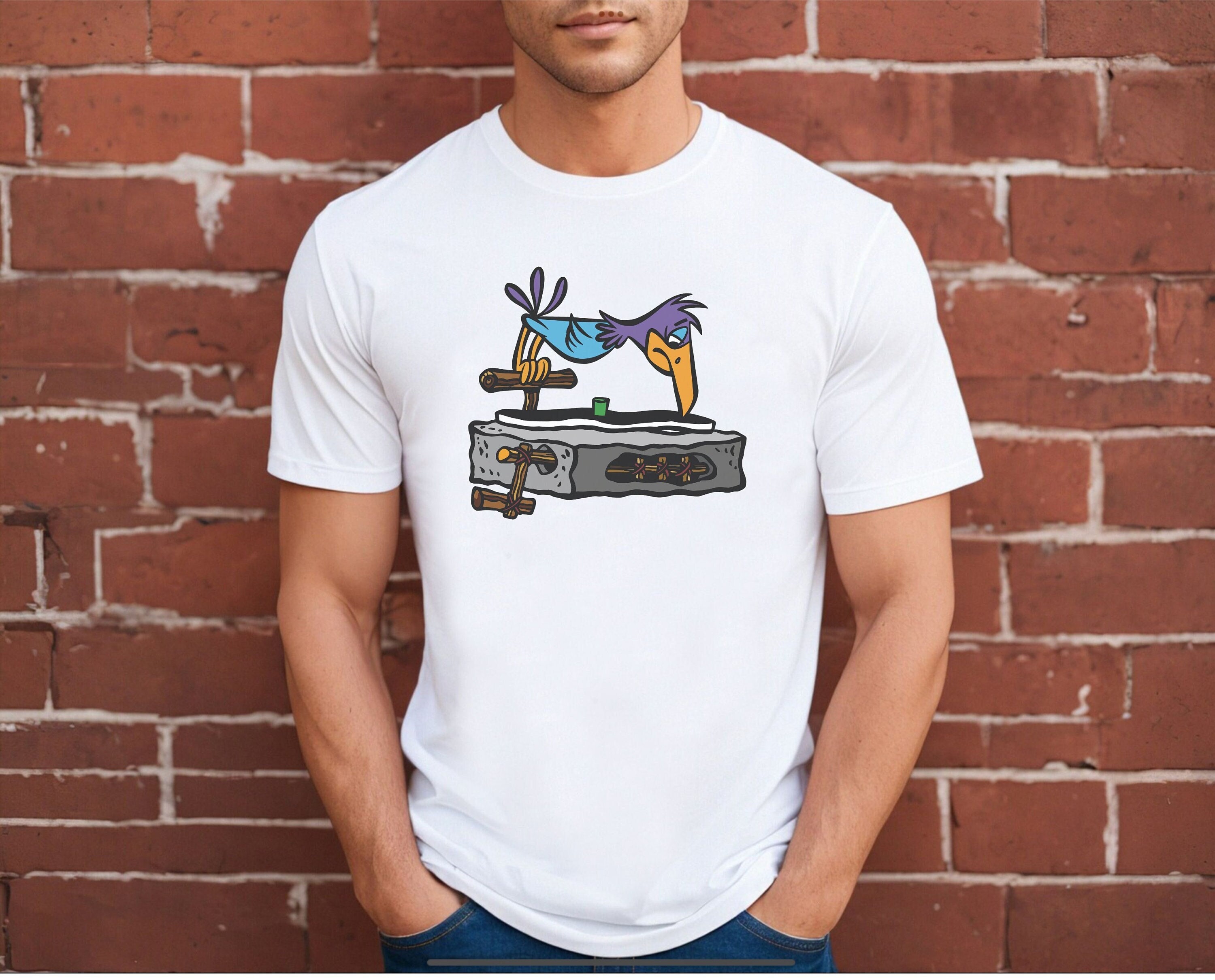 Flintstones Graphic Tee, Flintstones Record Player Bird, Funny Old TV ...