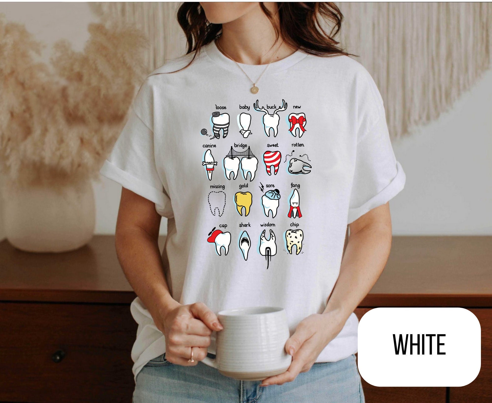 Teeth Chart Graphic Tee, Play on Words Tooth Display, Funny Dentist ...