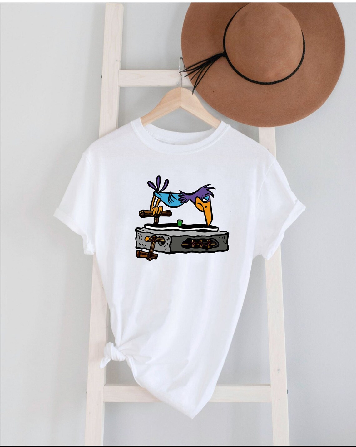 Flintstones Graphic Tee, Flintstones Record Player Bird, Funny Old TV ...