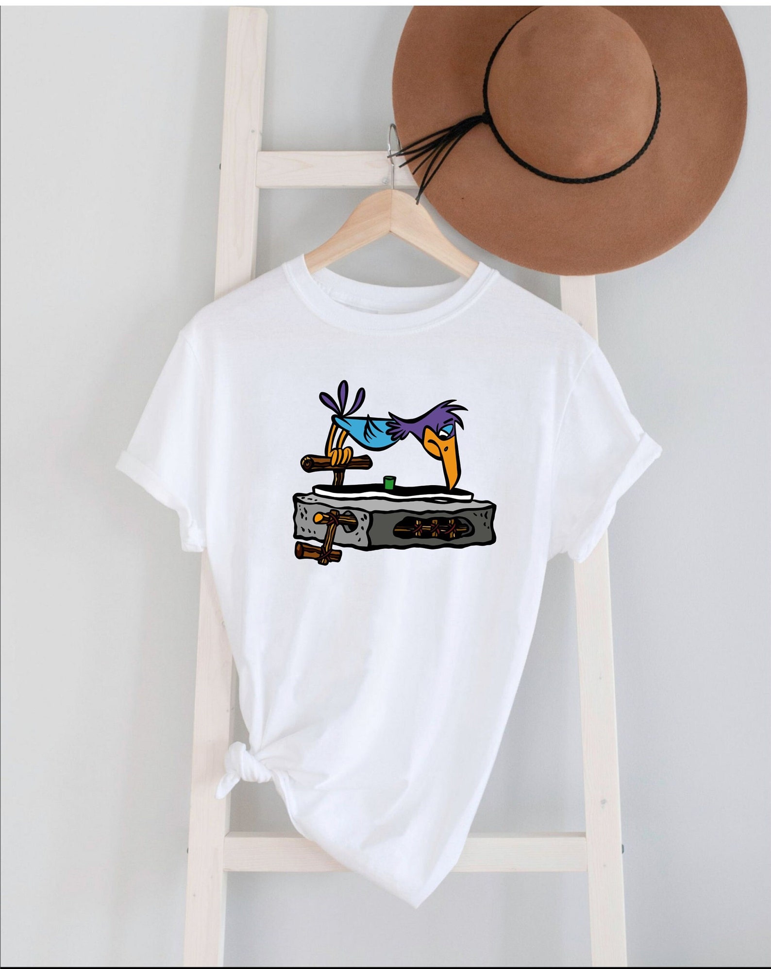 Flintstones Graphic Tee, Flintstones Record Player Bird, Funny Old TV ...