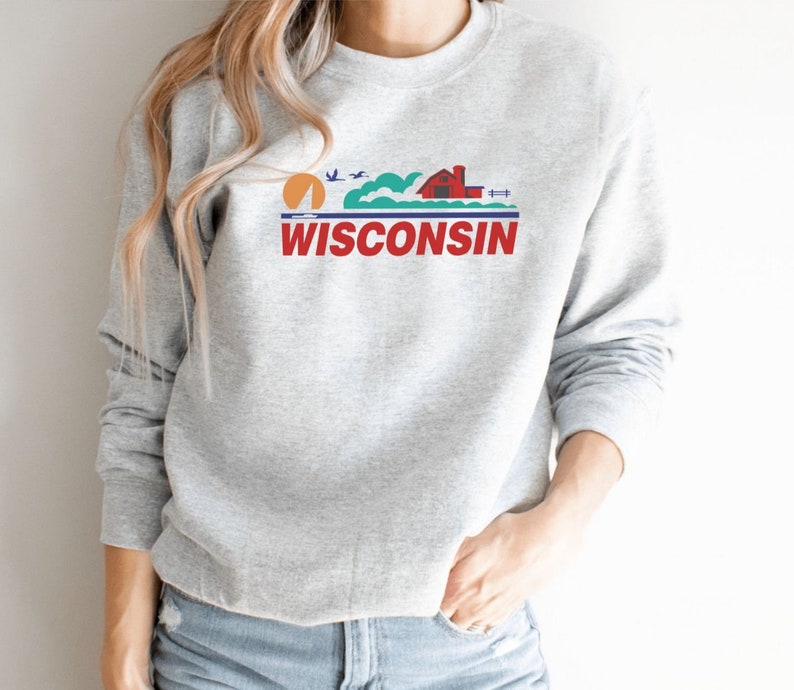 Wisconsin License Plate Sweatshirt, Geeky Wisco Crewneck, Retro ...