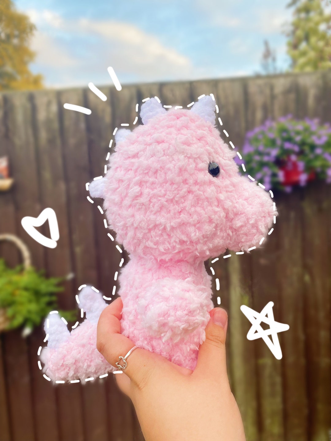 Pink Cotton Candy Fluffy Dinosaur Plush, Dino Plushie, Tiktok Cute ...