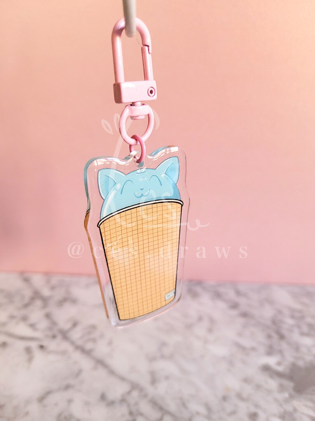 Kitten Milkshake Keychain - Etsy