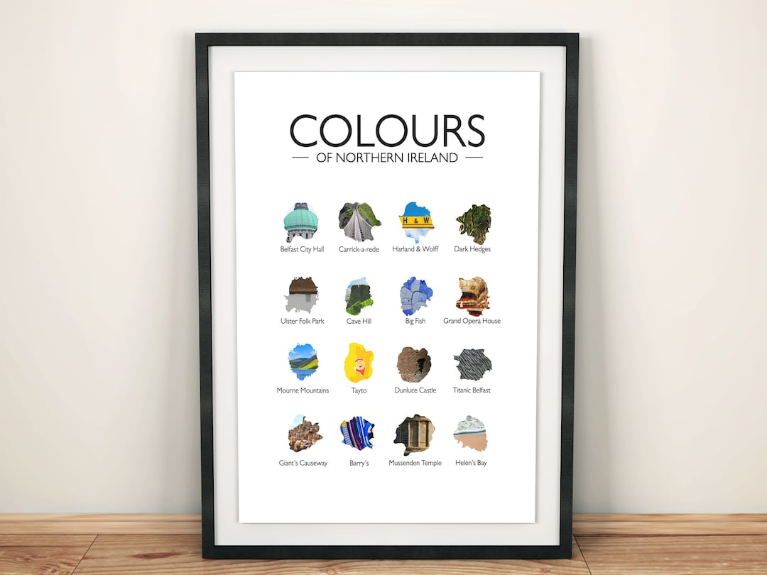 Colours of Northern Ireland - Poster Wall Art Print, Northern Irish ...
